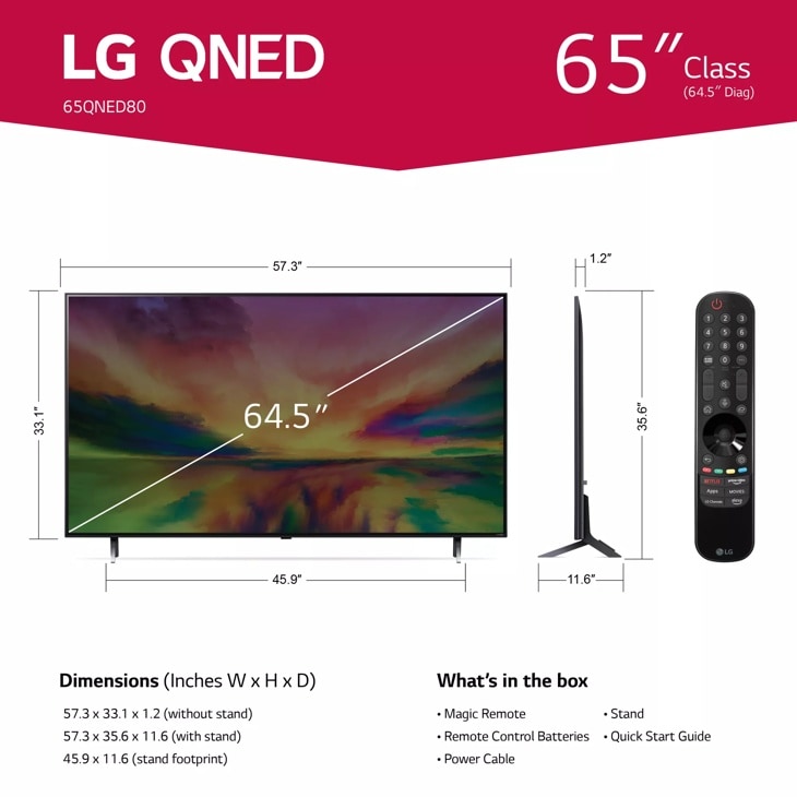 65 inch Class LG QNED80 4k Smart TV 65QNED80URA LG USA