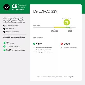 Front Control Dishwasher - LDFC2423W | LG USA