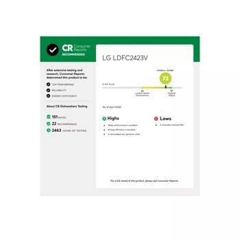 Front Control Dishwasher - LDFC2423V | LG USA