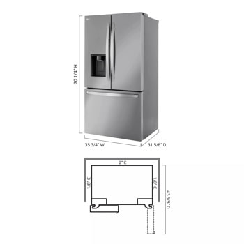 LG 26 cu. ft. Smart Counter-Depth MAX™ French Door Refrigerator ...